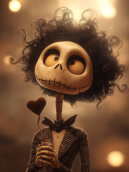 Download Skeleton Character, Whimsical Skeleton, Curly Hair Skeleton ...