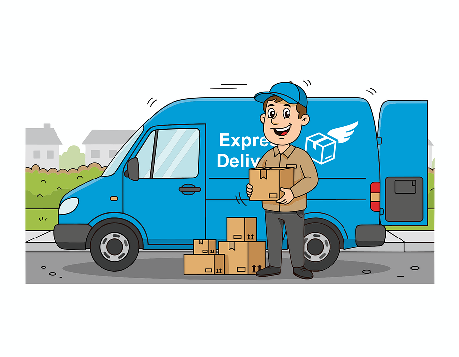 Download Delivery Van, Courier, Express Delivery. Royalty-Free Vector ...