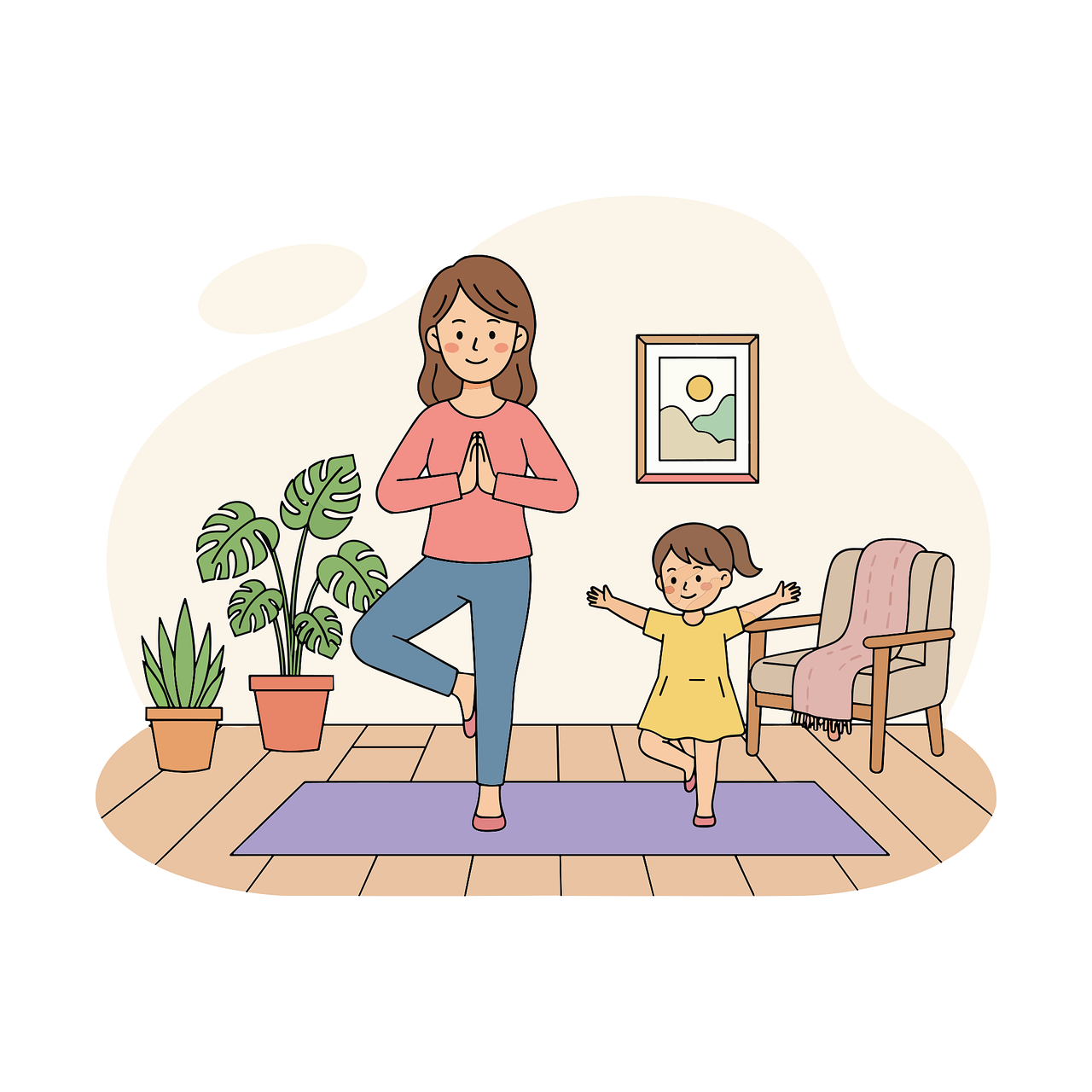 Download Family Yoga, Indoor Activity, Family Bonding. Royalty-Free ...