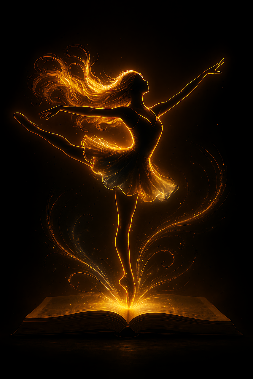 Download Fantasy Ballerina, Glowing Dancer, Golden Silhouette. Royalty ...