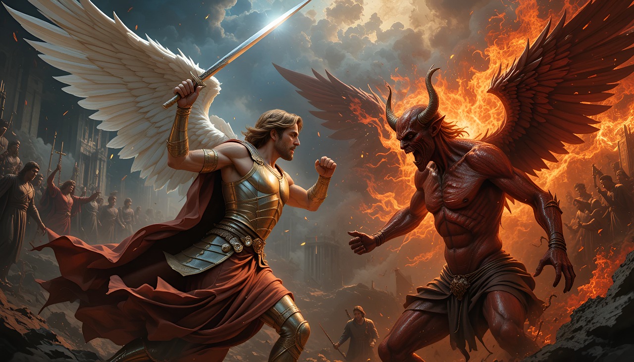 Download Archangel, Michael, Satan. Royalty-Free Stock Illustration ...