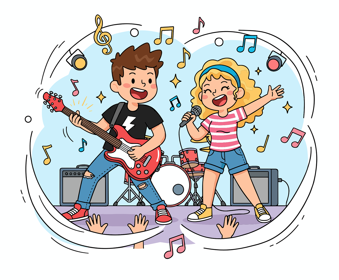 Download Kids Concert, Children Singing, Cartoon Band. Royalty-Free Vector Graphic - Pixabay