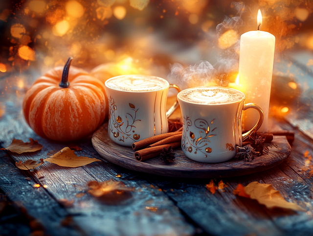 Download Pumpkin Spice Latte, Autumn Coffee, Cozy Fall Scene. Royalty ...