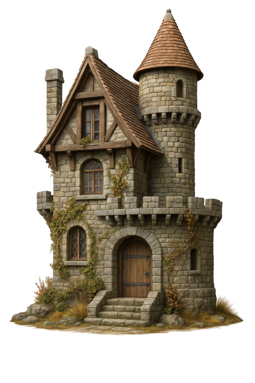 Download Medieval Stone House, Fantasy Castle Tower, Rustic Stone Building. Royalty-Free Stock ...