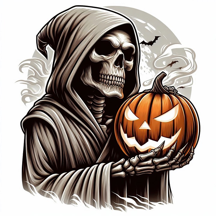 Download Halloween, Death, Death With A Pumpkin. Royalty-Free Stock ...