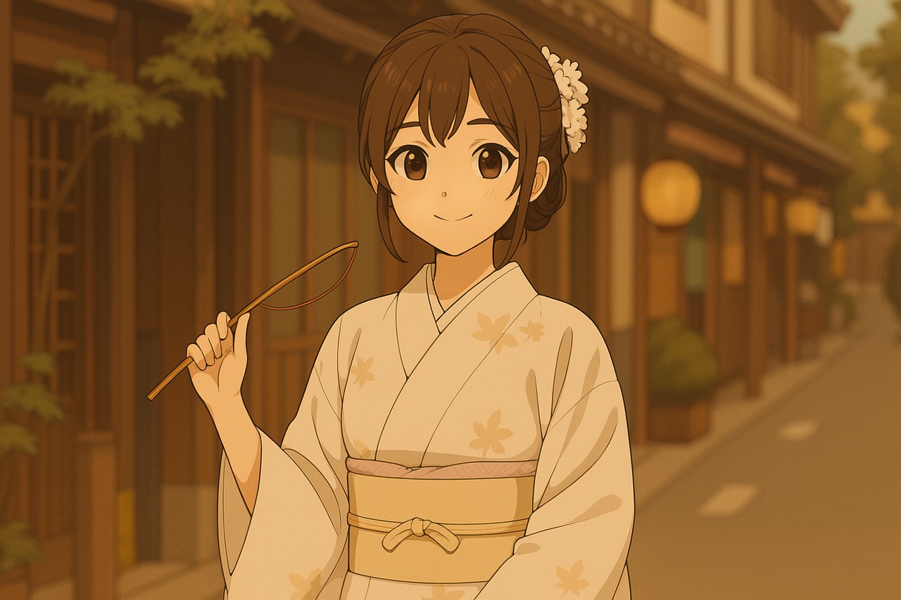 Download Anime Girl, Kimono, Japanese Street. Royalty-Free Stock ...