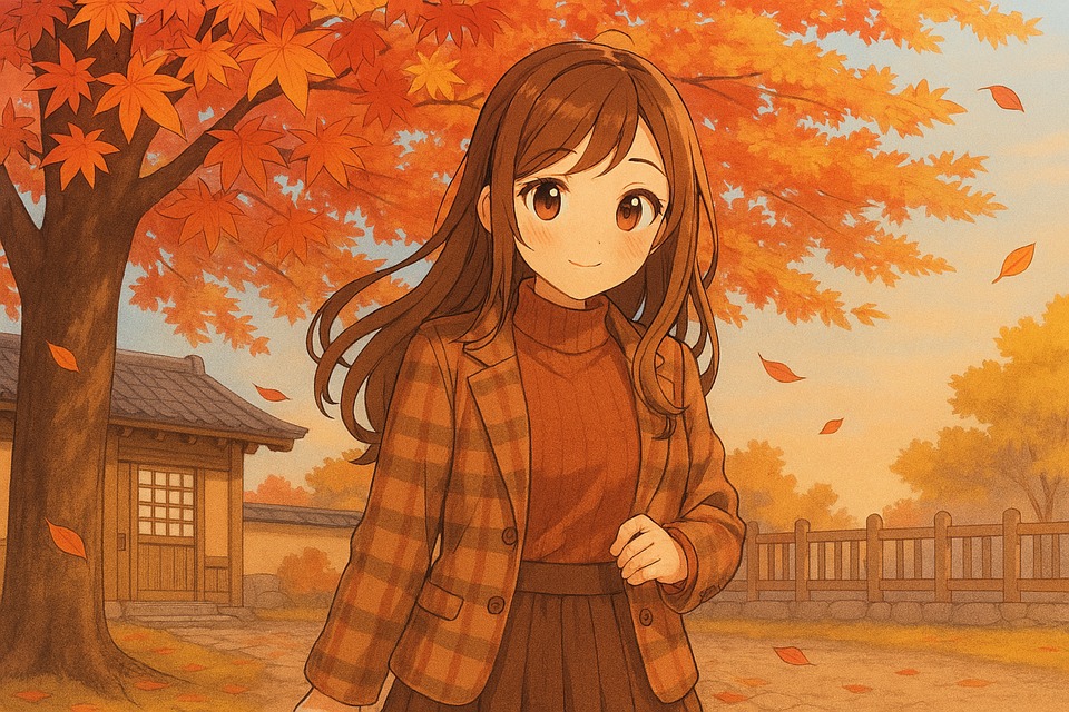 Download Anime Girl, Autumn, Fall Leaves. Royalty-Free Stock ...