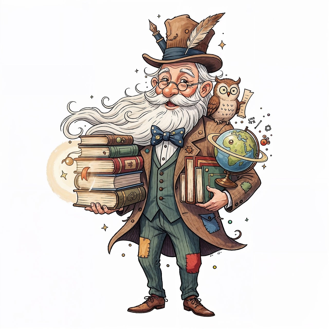 Download Scholar, Old Man, Books. Royalty-Free Stock Illustration Image ...