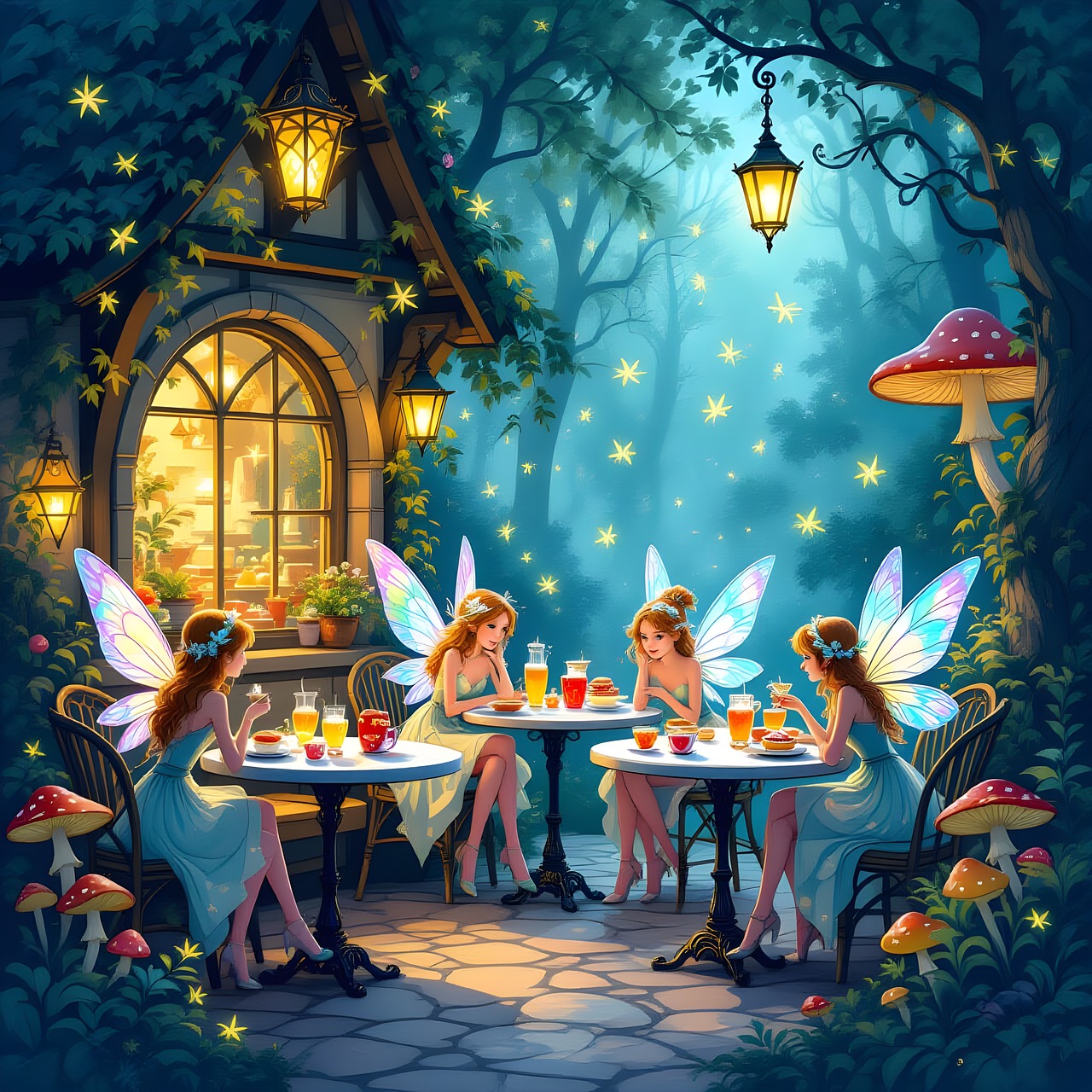 Download Fairy Cafe, Fairy, Lights. Royalty-Free Stock Illustration ...