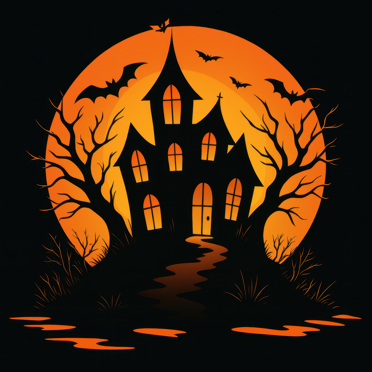 Download Haunted House, Halloween Illustration, Spooky Silhouette ...