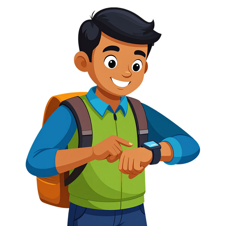 Download Cartoon Character, Checking Time, Digital Watch. Royalty-Free ...