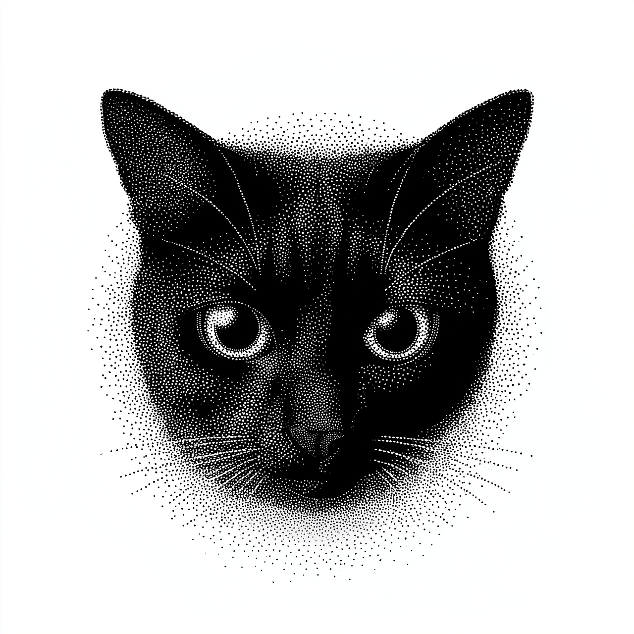 Download Black Cat, Stippling Drawing, Minimal Art. Royalty-Free Stock ...