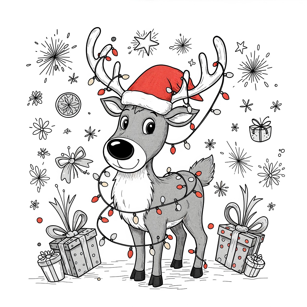 Download Christmas, Reindeer, Snowflakes. Royalty-Free Stock ...