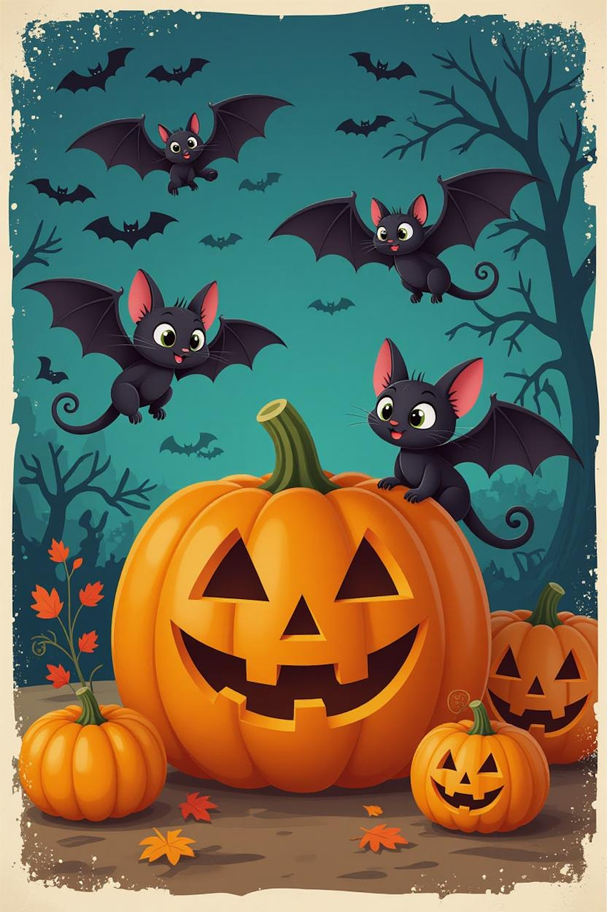 Download Halloween, Pumpkins, Bats. Royalty-Free Stock Illustration ...
