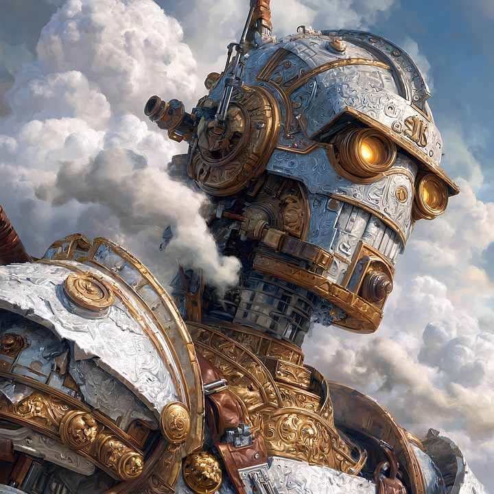 Download Robot Steampunk Sky Royalty Free Stock Illustration Image