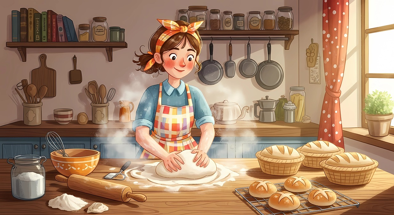 Download Homemade Baking, Woman Making Bread, Artisan Bread. Royalty ...
