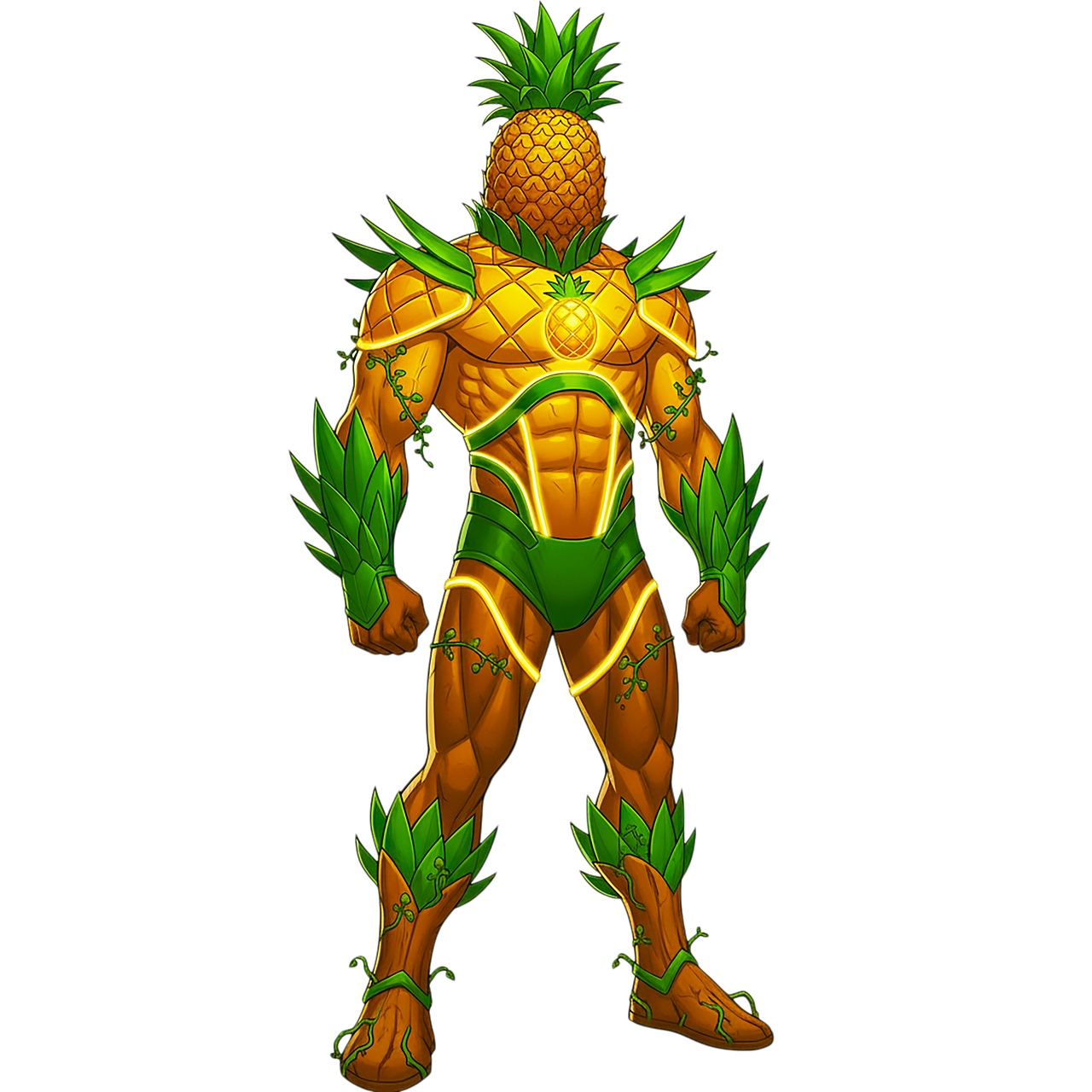 Download Pineapple Superhero, Fruit Character Design, Tropical Hero ...