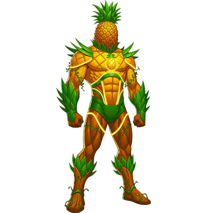 Download Pineapple Superhero, Fruit Character Design, Tropical Hero ...