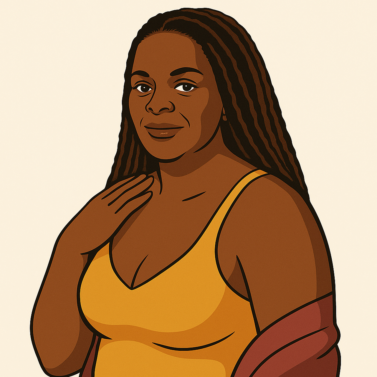 Download Female Portrait, Yellow Dress, Flat Illustration. Royalty-Free ...
