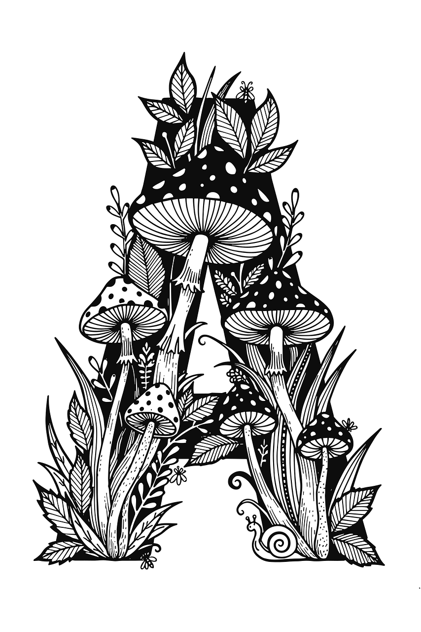 Download Mushroom Letter K, Botanical Letter K, Fungi Typography ...