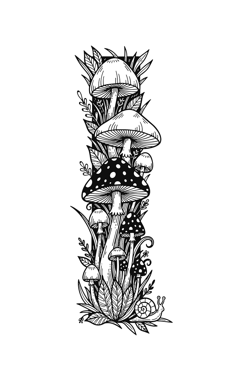 Download Mushroom Letter I, Botanical Letter I, Fungi Typography ...