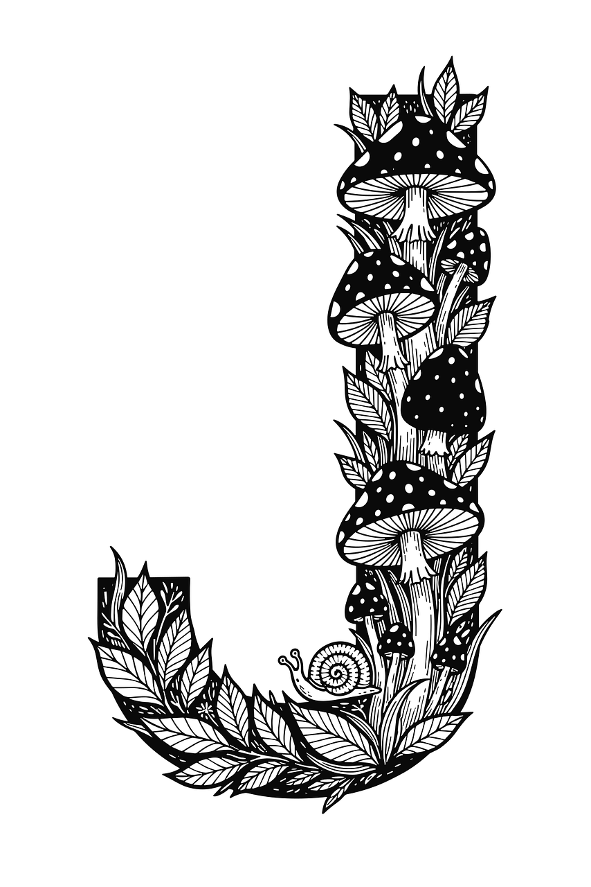 Mushroom Letter J Botanical - Бесплатная векторная графика на Pixabay