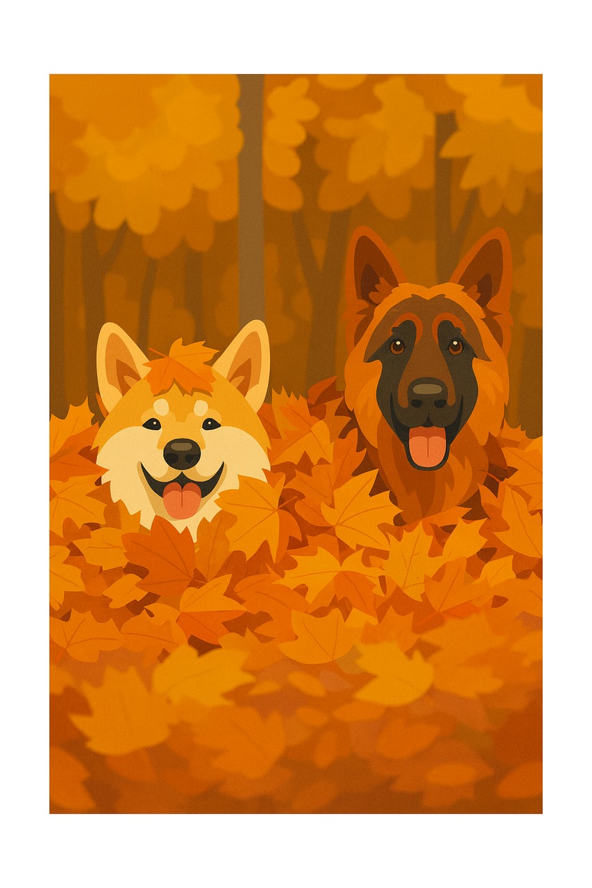 Câini Toamnă Frunze - Grafică vectorială gratuită pe Pixabay