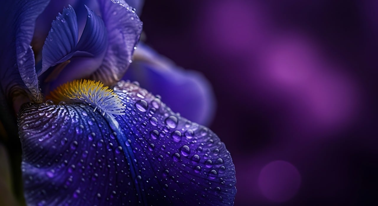 Bunga Iris Ungu Tetes Air - Gambar gratis di Pixabay