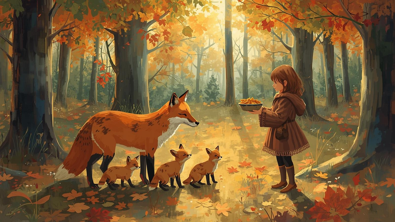 Download Autumn Forest, Fox Family, Fox Cubs. Royalty-Free Stock ...