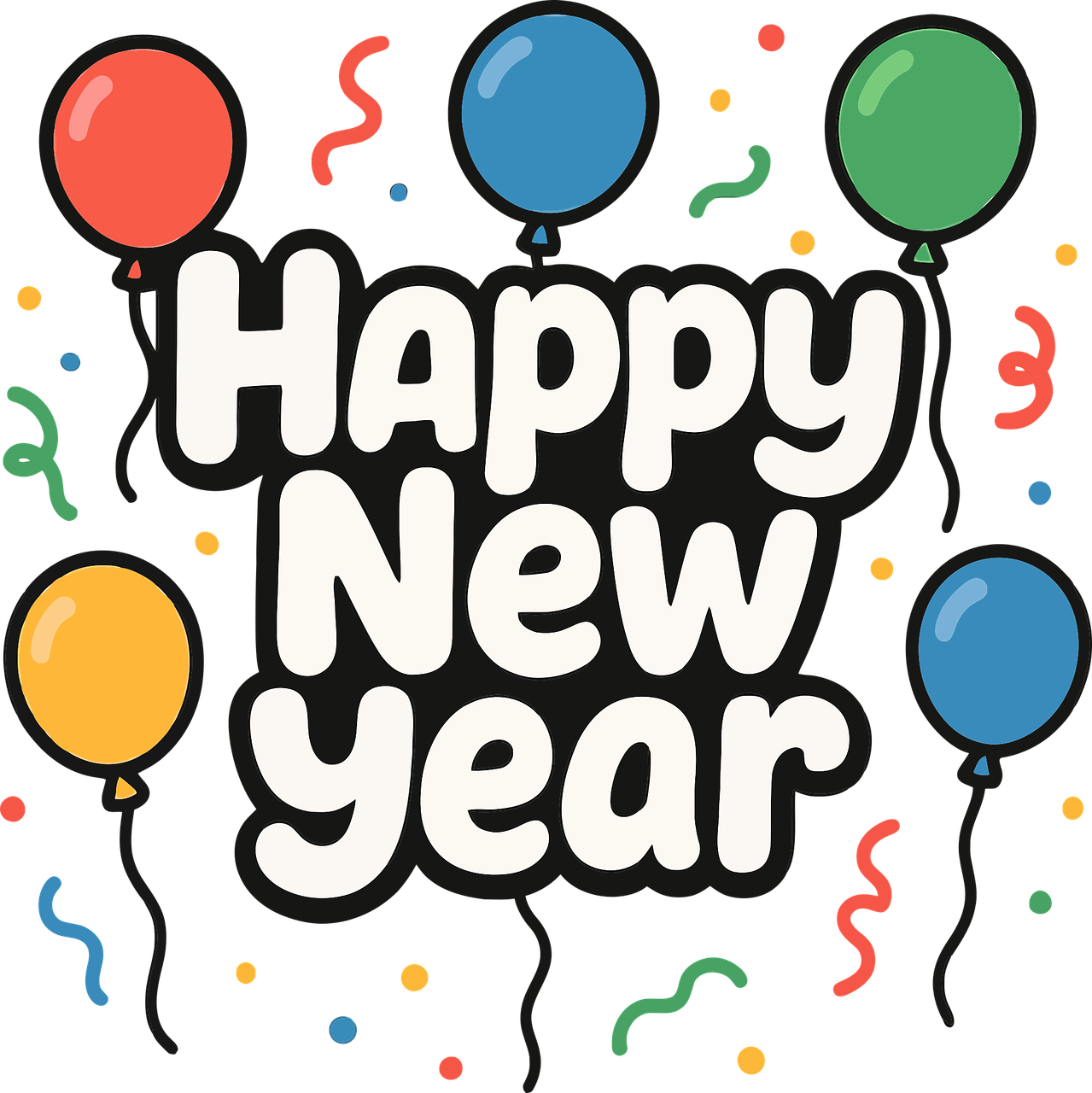 Download Happy New Year, Balloons, Confetti. Royalty-Free Vector ...