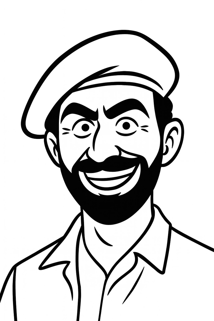 Download Black And White, Smiling Villain, Cartoon Style. Royalty-Free ...