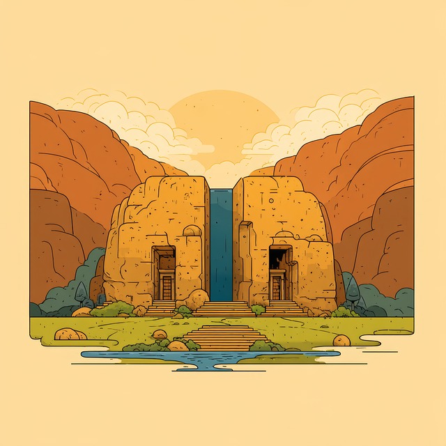 Download Desert, Temple, Oasis. Royalty-Free Stock Illustration Image ...