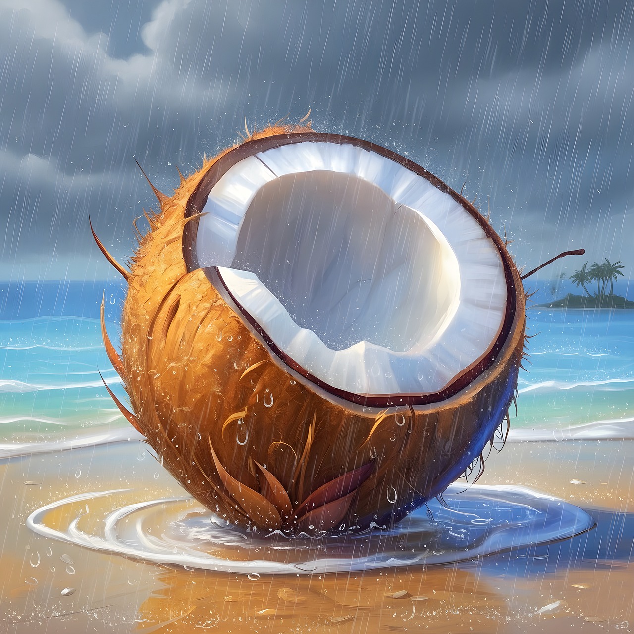 Download Coconut, Rain, Beach. Royalty-Free Stock Illustration Image ...