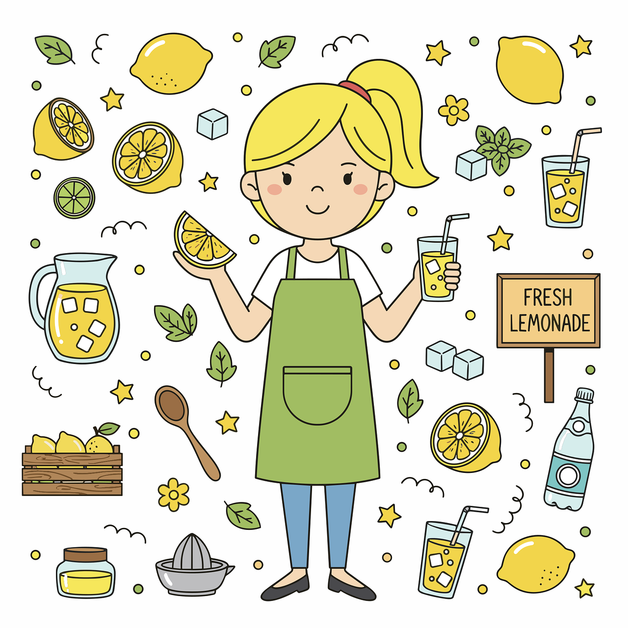 Download Lemonade, Summer Drink, Cute Girl. Royalty-Free Vector Graphic ...