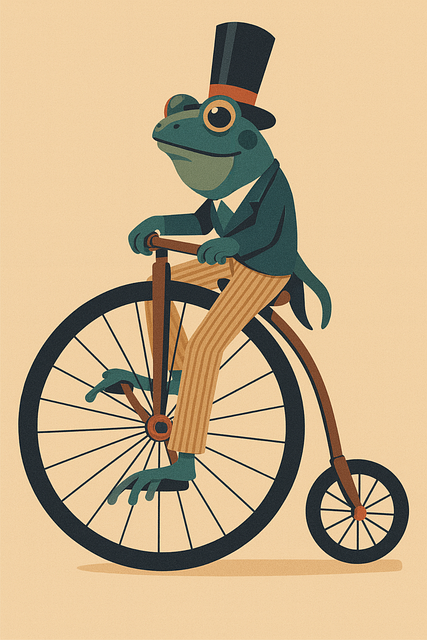 Download Frog Illustration, Vintage Bicycle Art, Penny Farthing Drawing ...