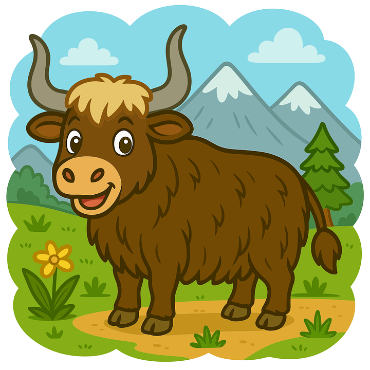 Download Cute Yak, Cartoon Yak, Happy Yak. Royalty-Free Vector Graphic ...