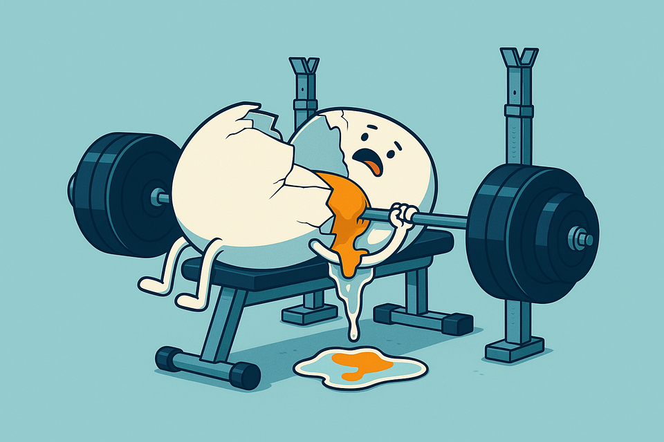 Download Funny Gym Illustration, Cartoon Egg Workout, Bench Press Fail ...