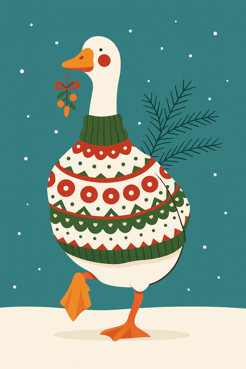 Download Christmas Goose, Festive Animal Illustration, Holiday Sweater ...
