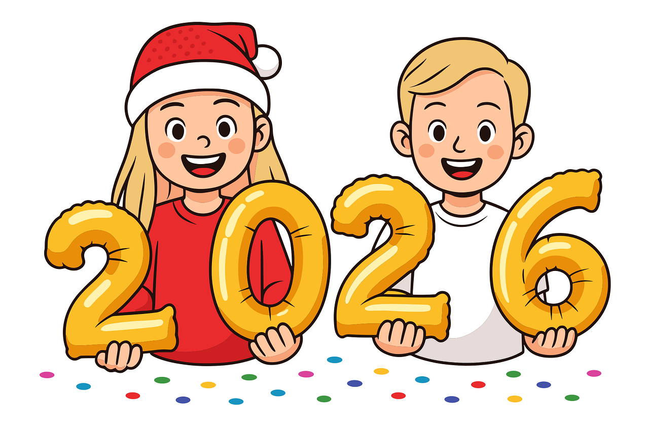 Download New Year 2026, 2026 Celebration, Kids Holding Numbers. Royalty ...