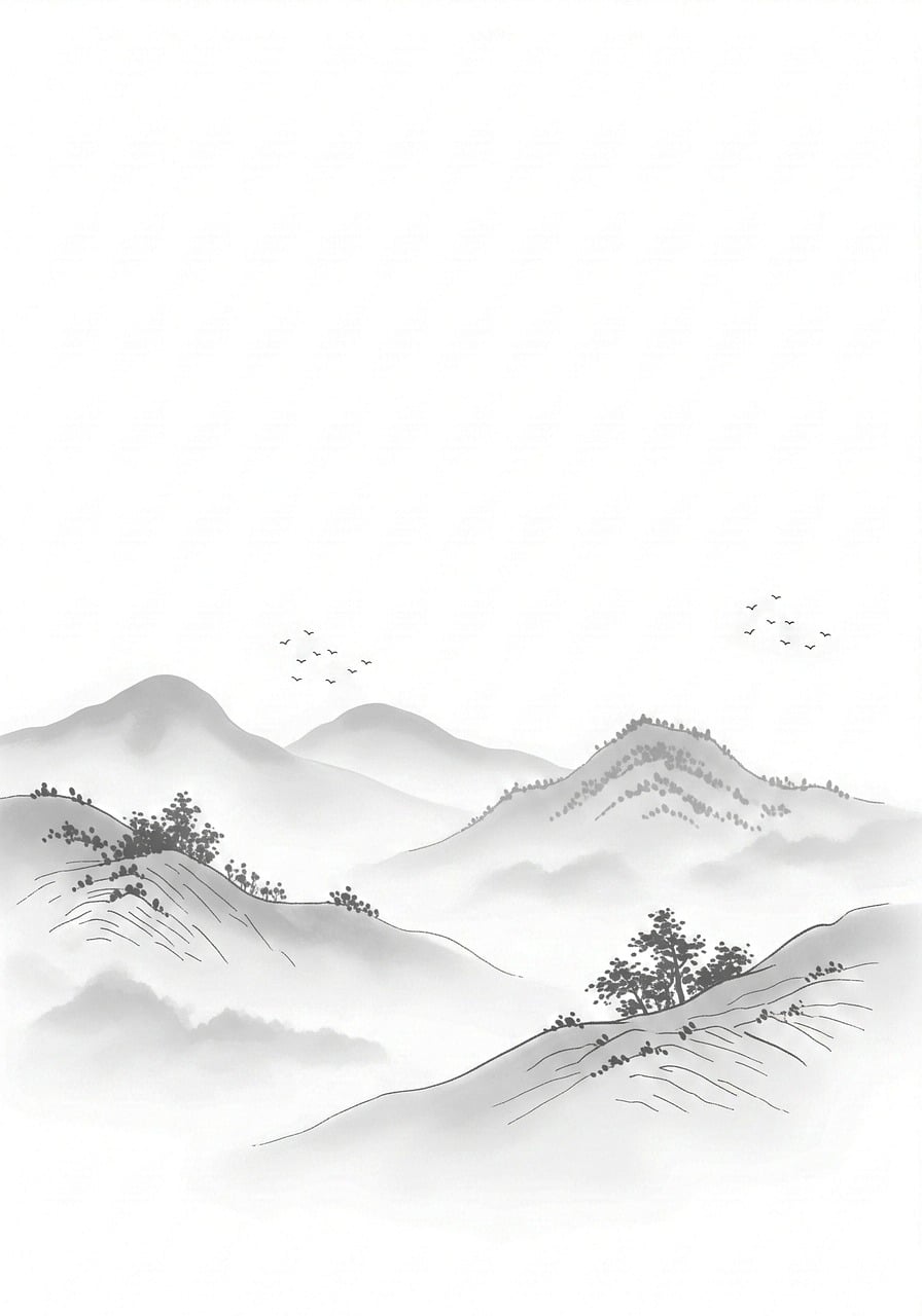Download Japanese Ink, Zen Landscape, Misty Mountains. Royalty-Free ...