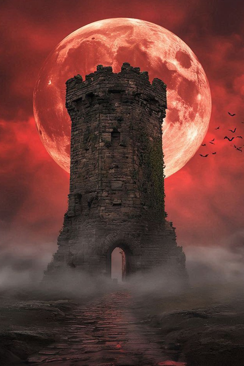 Download Tower, Blood Moon, Dark. Royalty-Free Stock Illustration Image ...