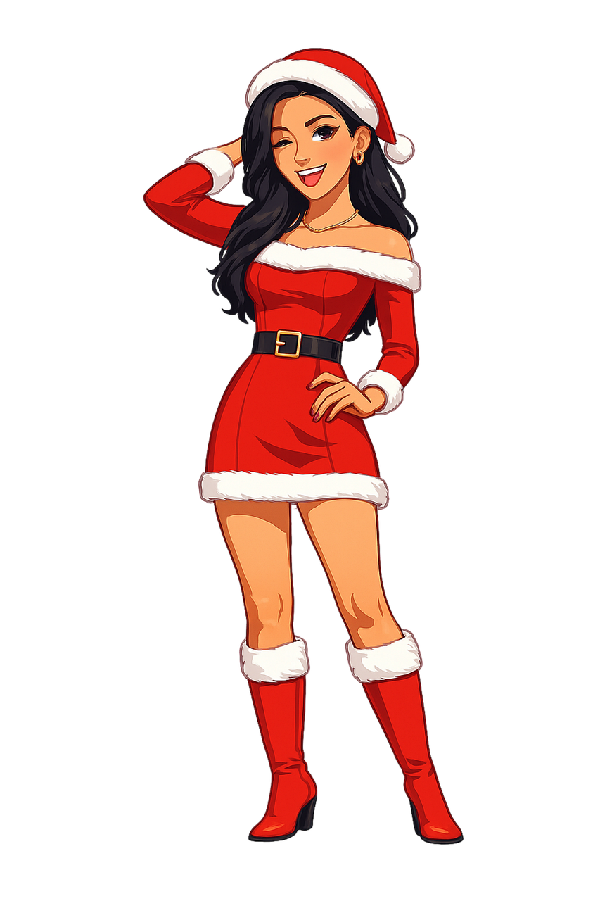 Download Santa Girl, Christmas Illustration, Anime Style. Royalty-Free ...