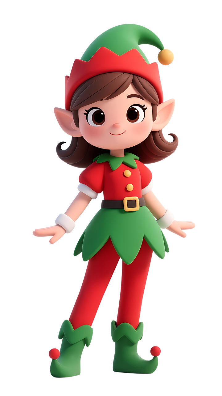 Download Cute 3D Elf Girl, Holiday Character Design, 3D Christmas Elf ...