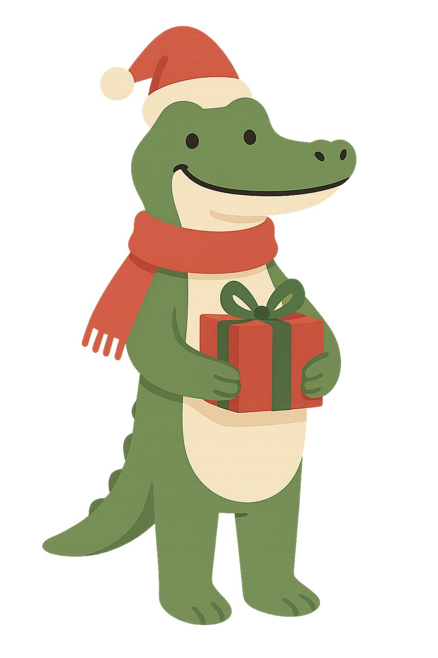 Download Christmas Alligator, Festive Reptile, Cartoon Animal. Royalty ...