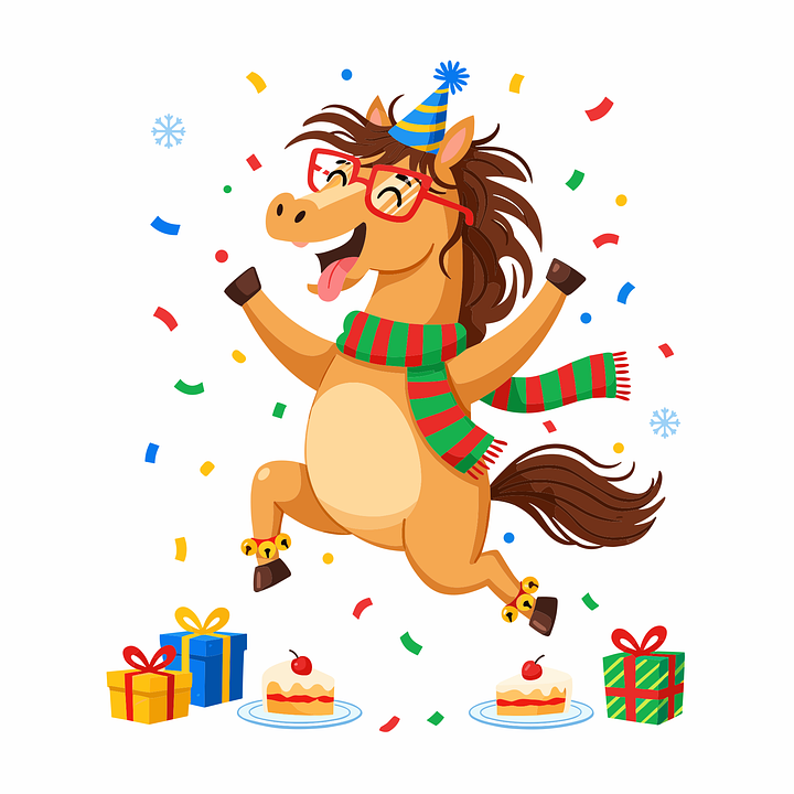 Download Christmas Horse, Festive Horse, Cute Party Horse. Royalty-Free ...