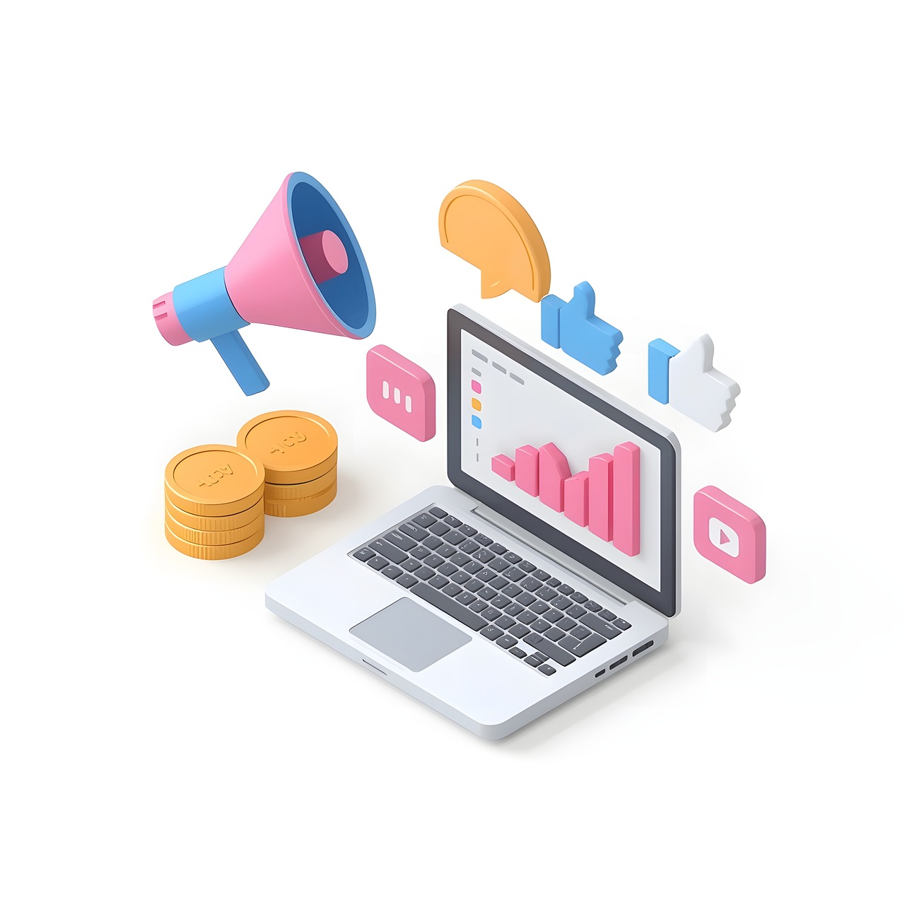 Download Digital Marketing, Social Media, Laptop. Royalty-Free Stock ...