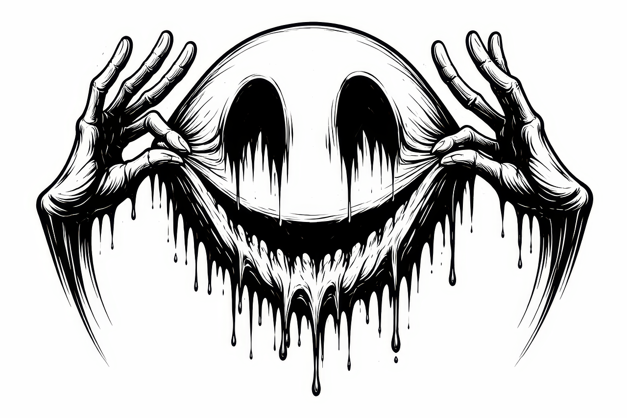 Download Creepy Smile, Horror Face, Dripping Ink. Royalty-Free Stock ...