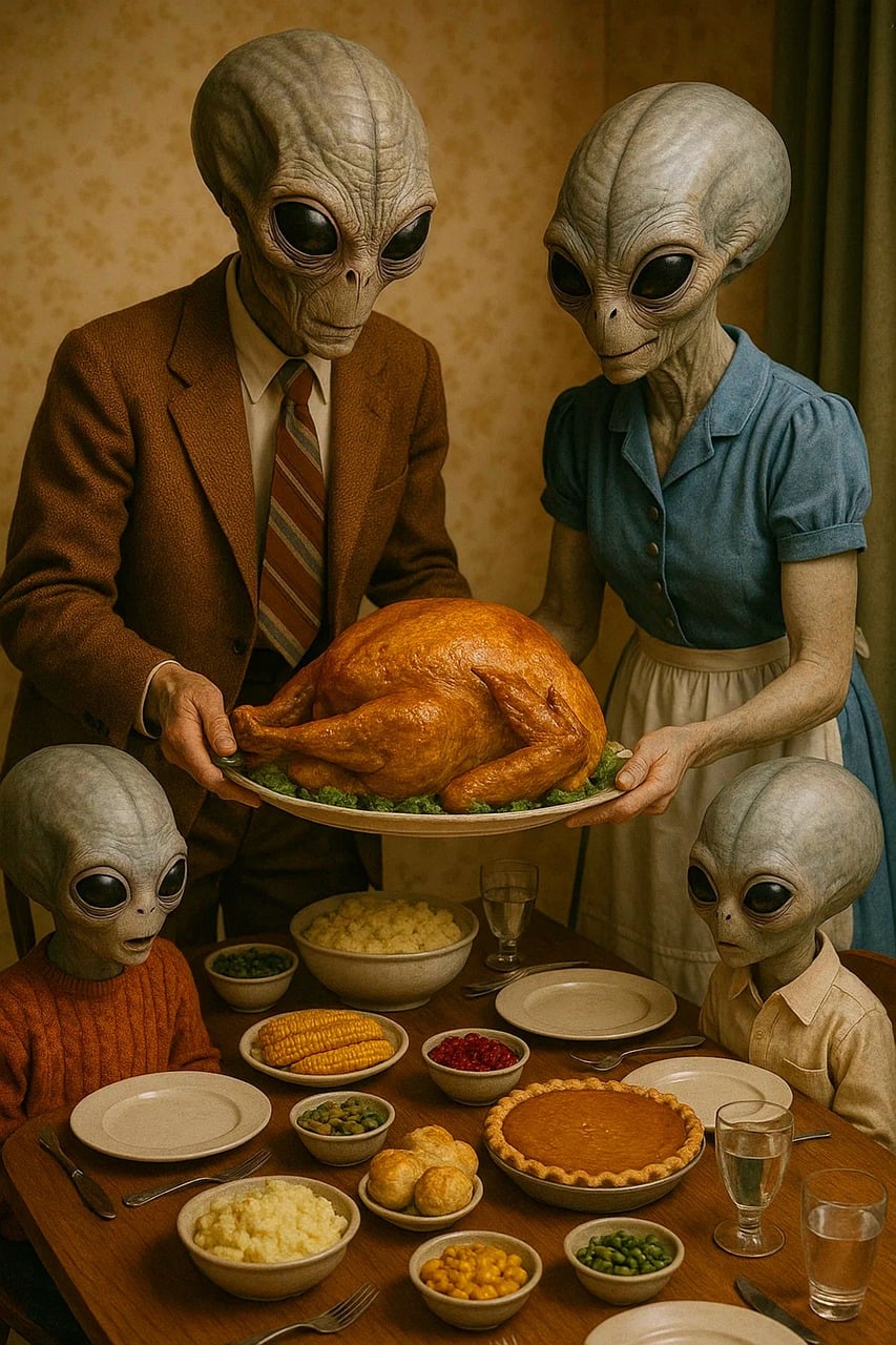 Download Aliens, Holiday Dinner, Turkey. Royalty-Free Stock ...