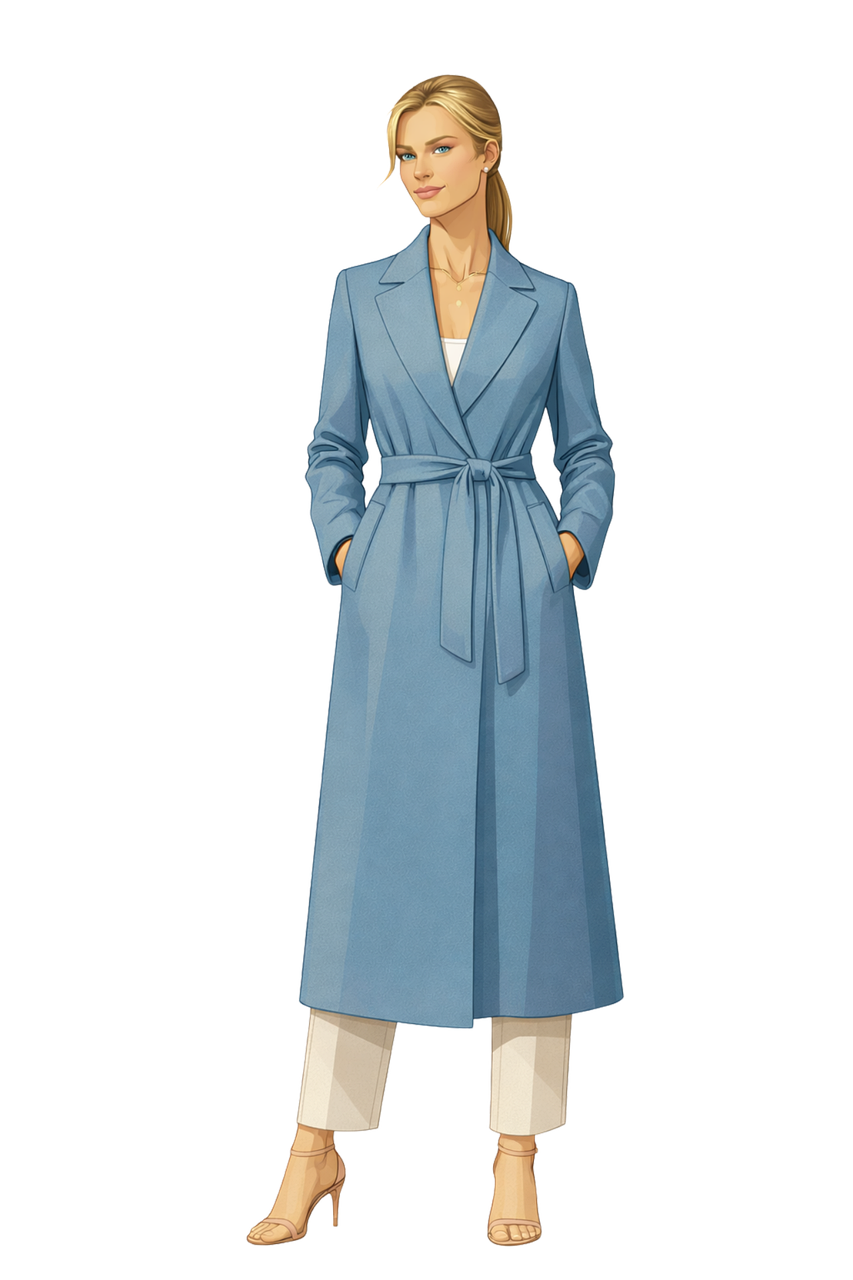 Download Fashion Illustration, Elegant Woman, Blue Coat. Royalty-Free ...