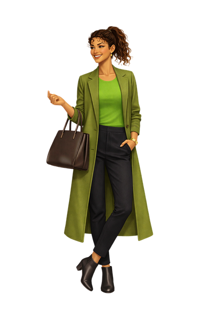 Download Fashion Illustration, Stylish Woman, Green Coat. Royalty-Free ...